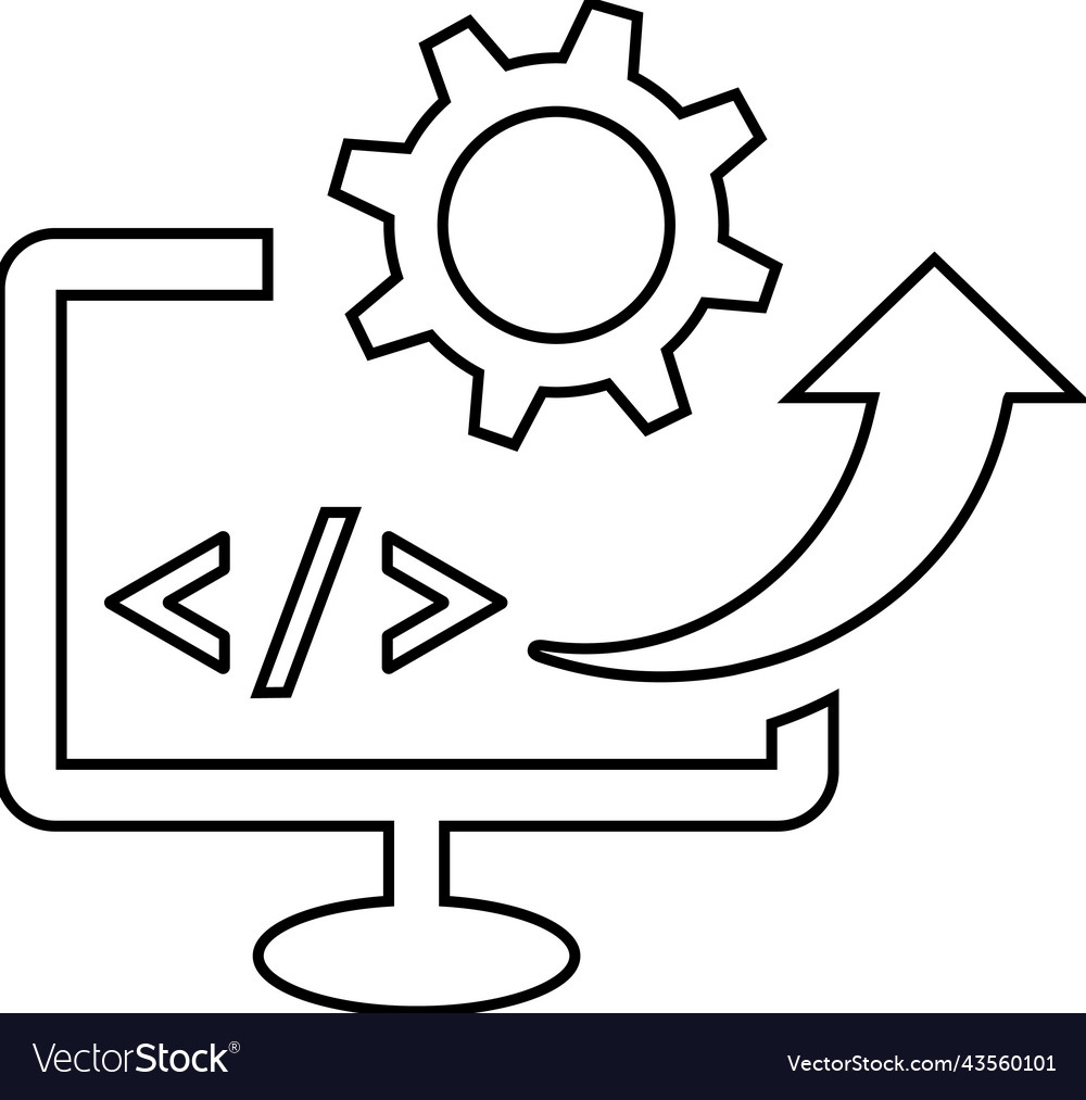 Software Code Coding Html Outline Icon Line Art Vector Image