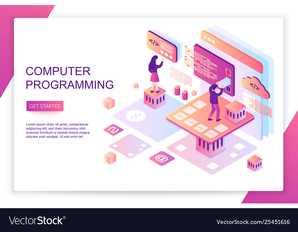 Computer Software Programming Coding Front End Vector Image