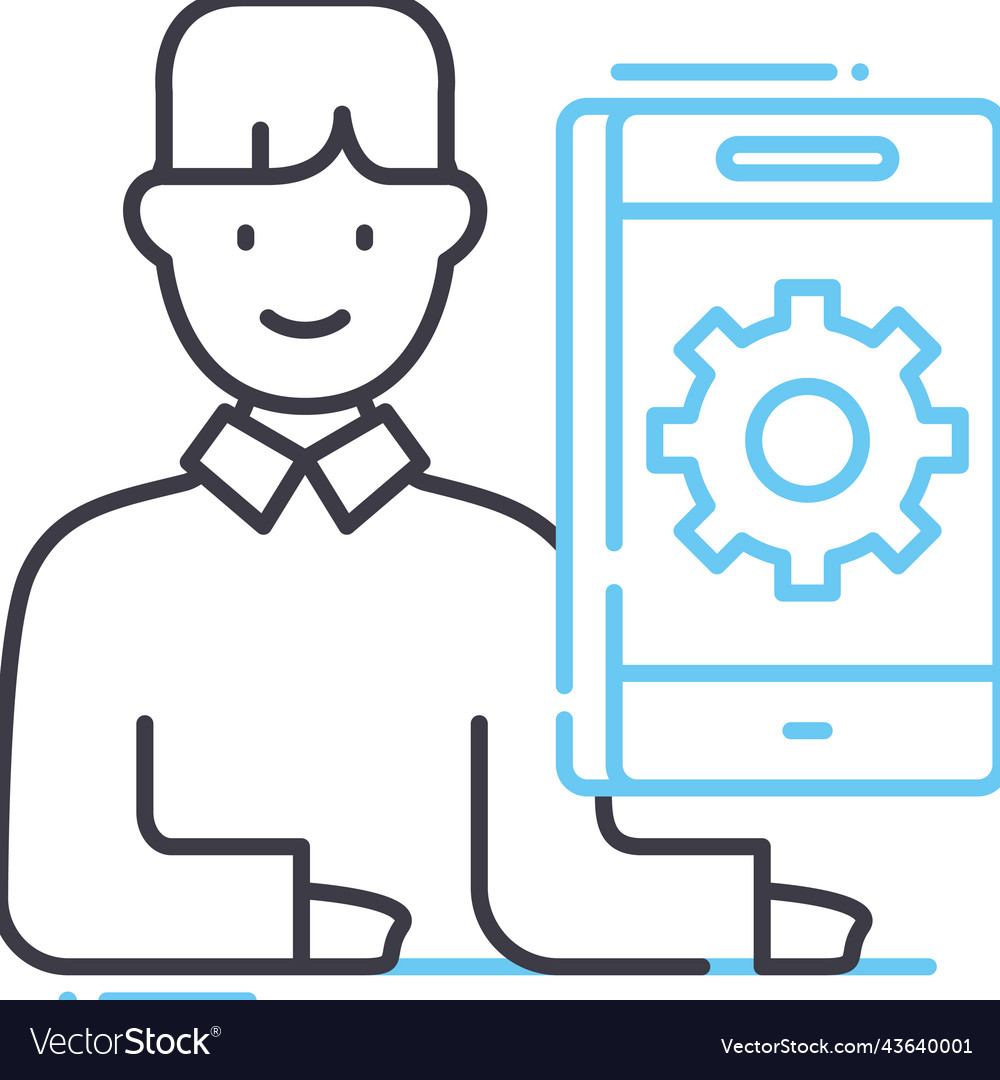 Application developer line icon outline symbol Vector Image Application developer line icon outline symbol Vector Image
