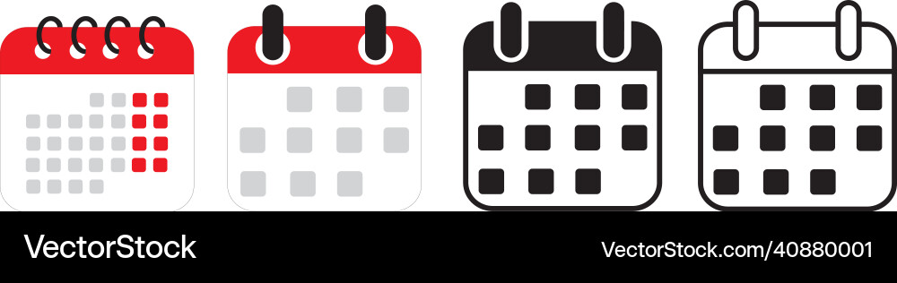 Calendar icons set weekly icon outline Royalty Free Vector
