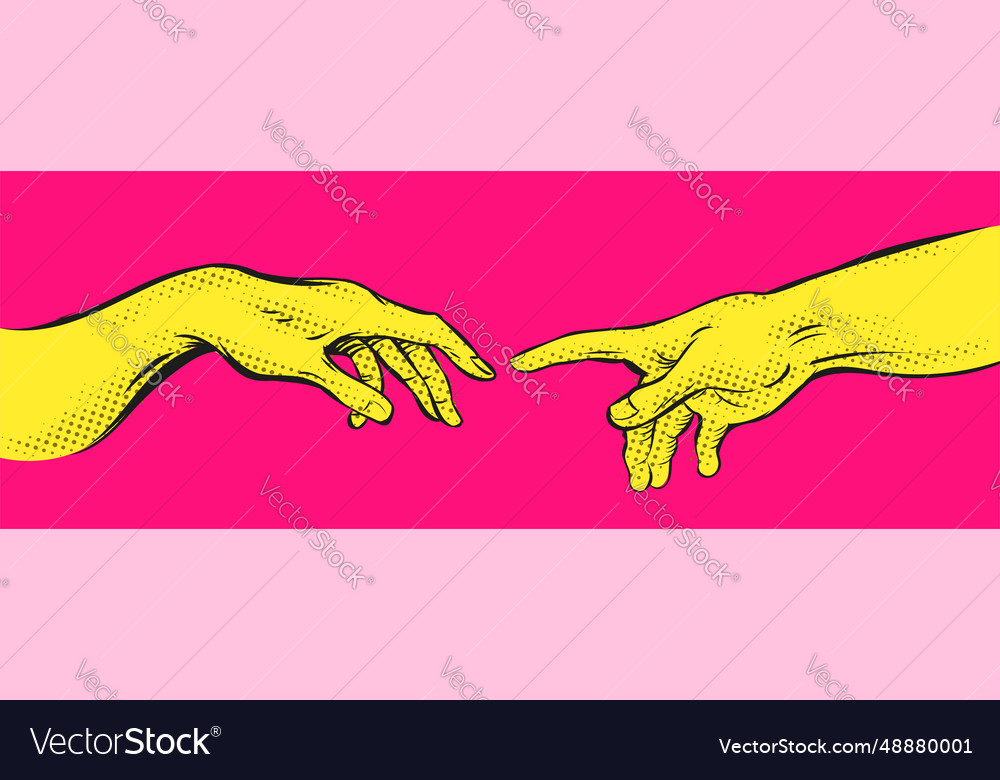 Creation of adam michelangelo pop art color Vector Image