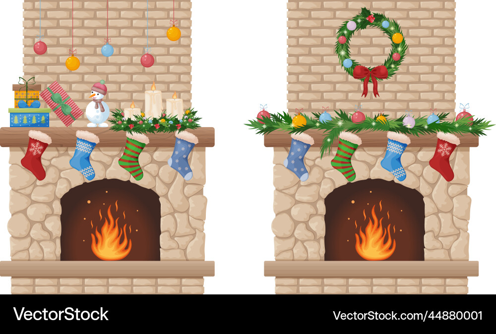 Fireplace christmas with a christmas Royalty Free Vector