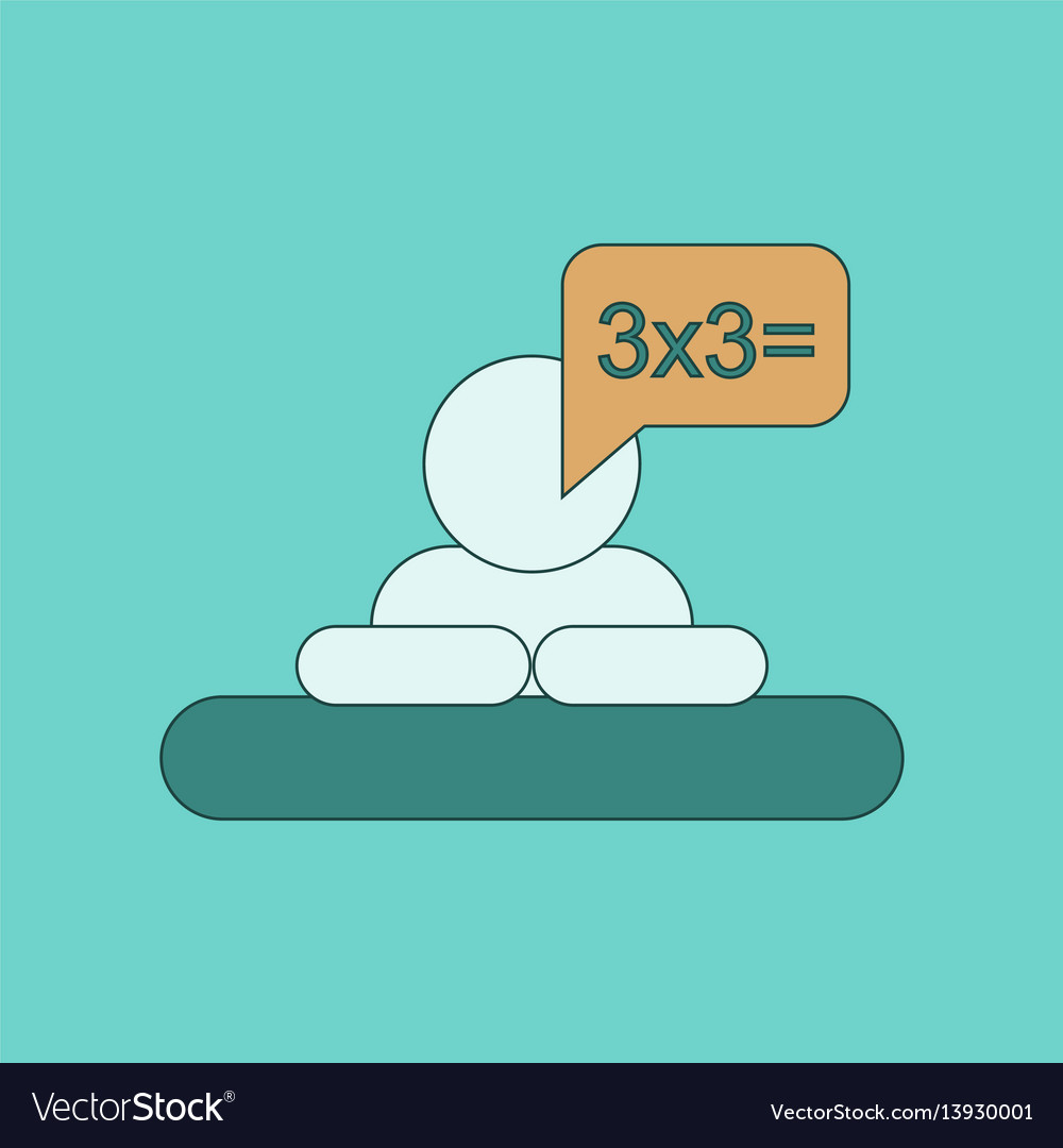 Flat icon thin lines schoolboy thinks math Vector Image