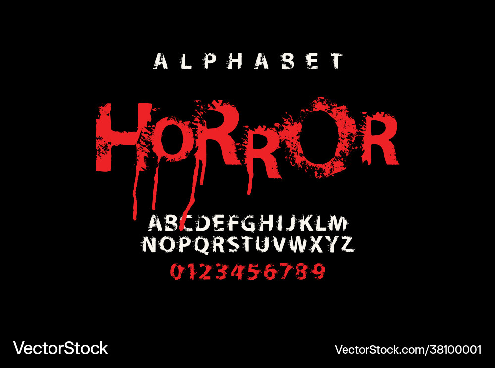 Lettering horror and alphabet letters with blots Vector Image