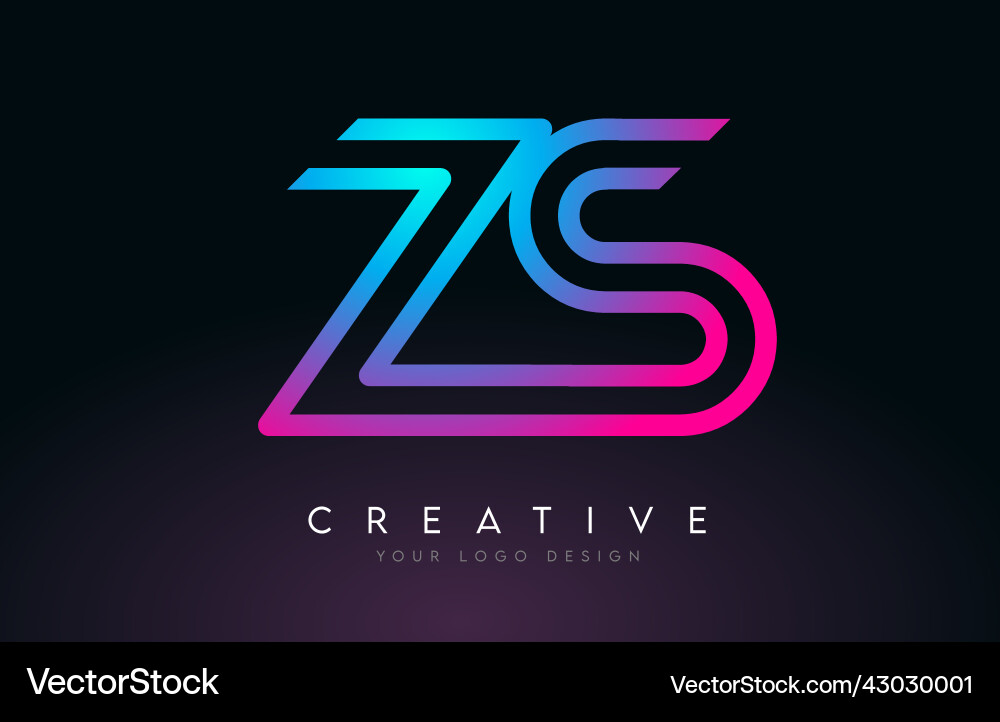 Monogram lines zs z s letter logo design creative Vector Image