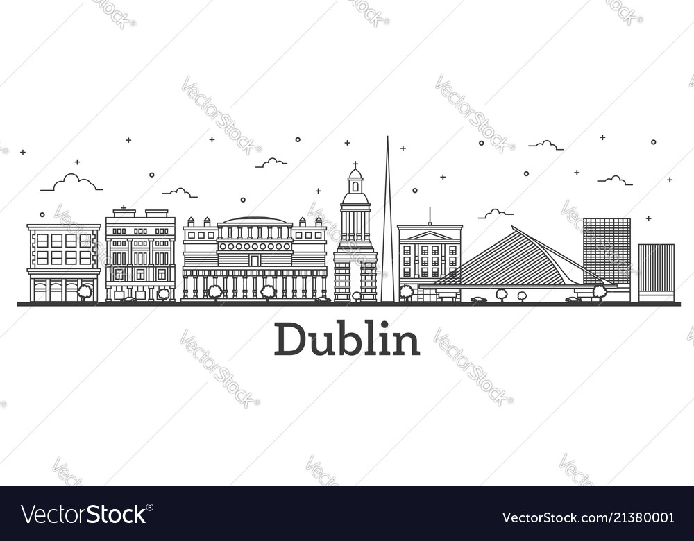 Outline dublin ireland city skyline with historic Vector Image