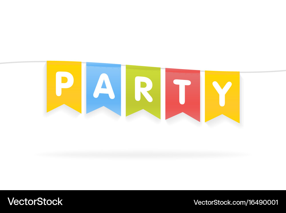 Party word on pennants rope Royalty Free Vector Image