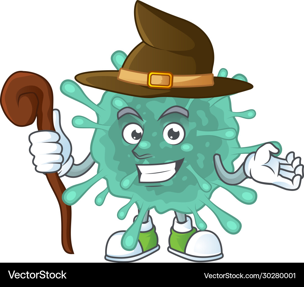 Sweet and tricky witch coronaviruses cartoon Vector Image