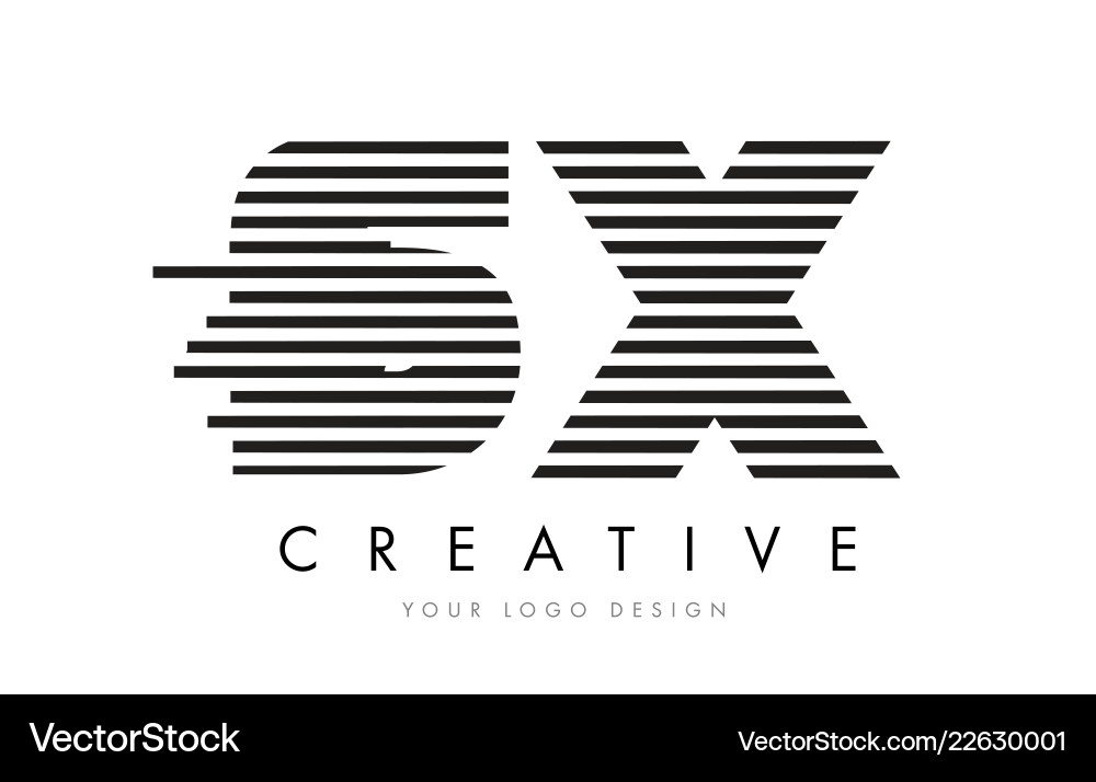 Sx s x zebra letter logo design with black Vector Image