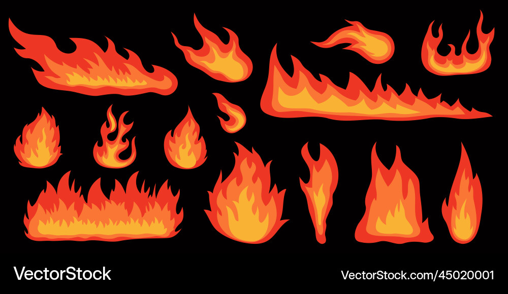 Varieties of fire small and big fire fire Vector Image