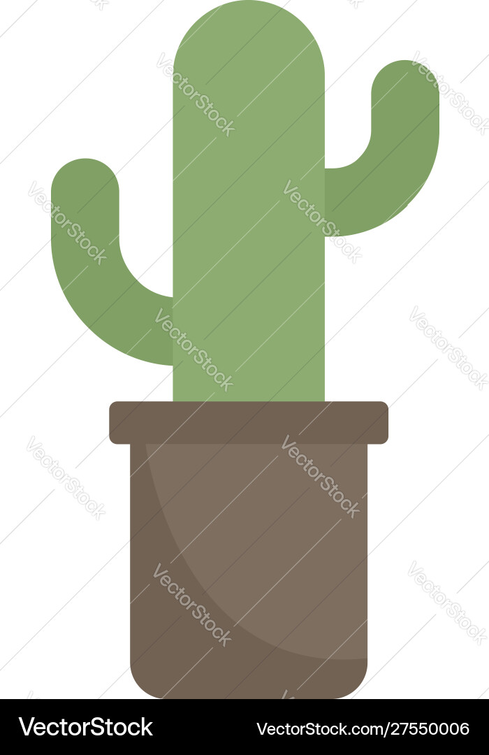 Cactus pot icon flat style Royalty Free Vector Image