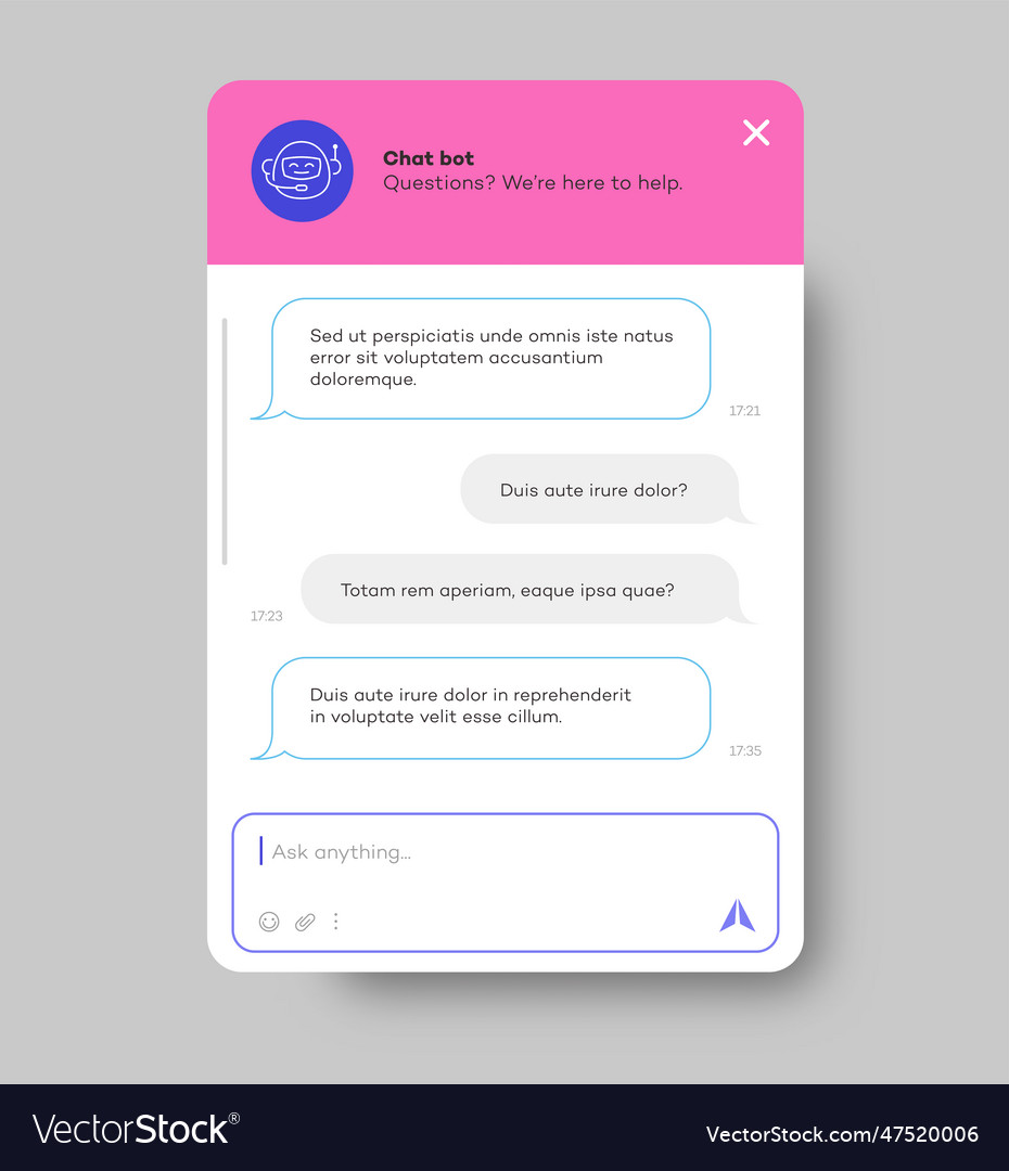 Chat Bot Window For Website And Mobile App Vector Image
