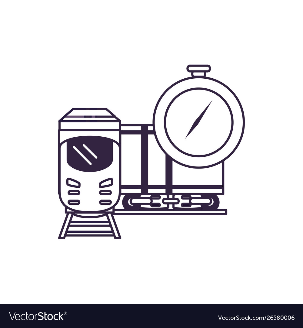 Compass guide device with train Royalty Free Vector Image