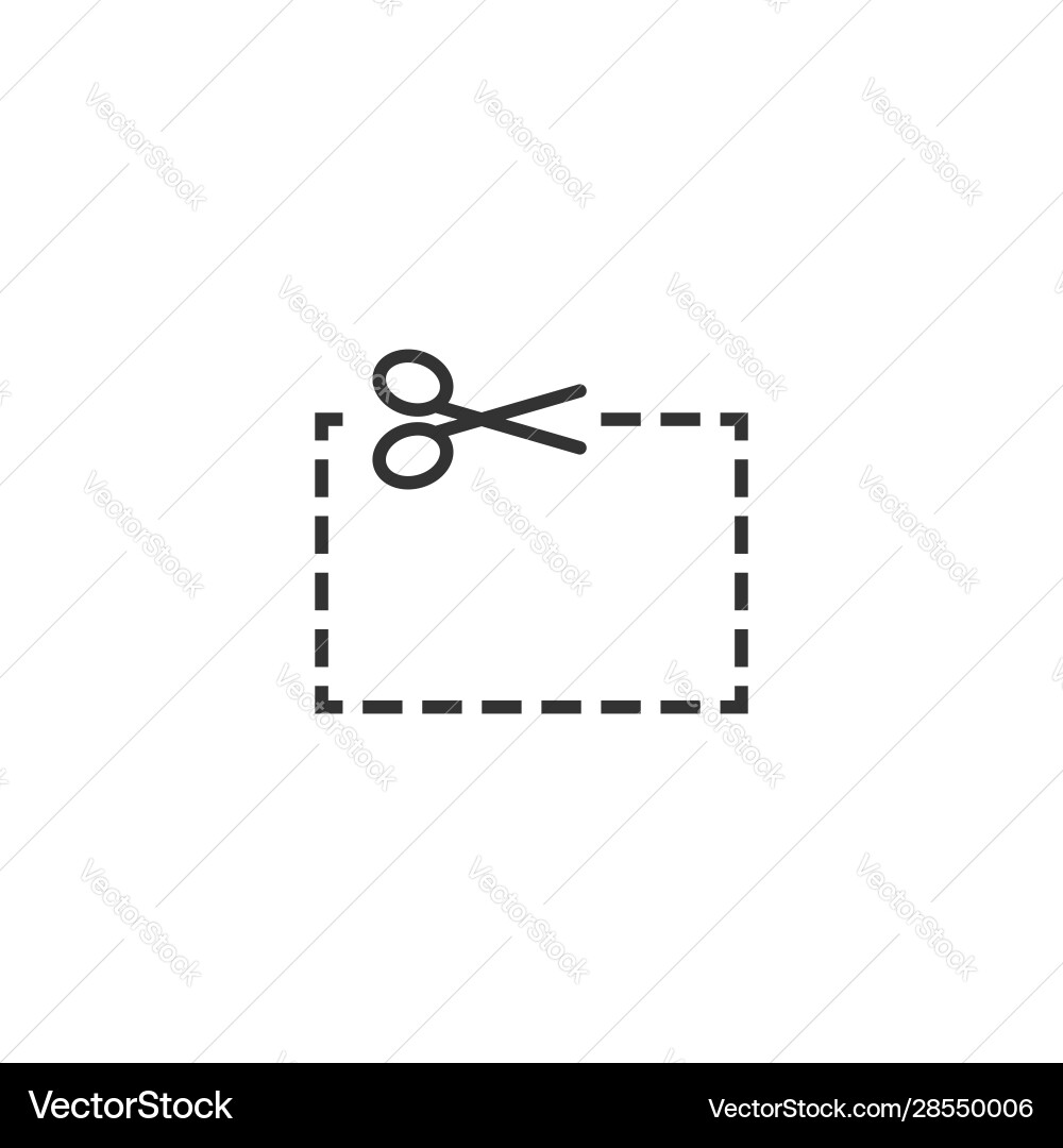 Coupon cut lines icon in flat style scissors snip Vector Image