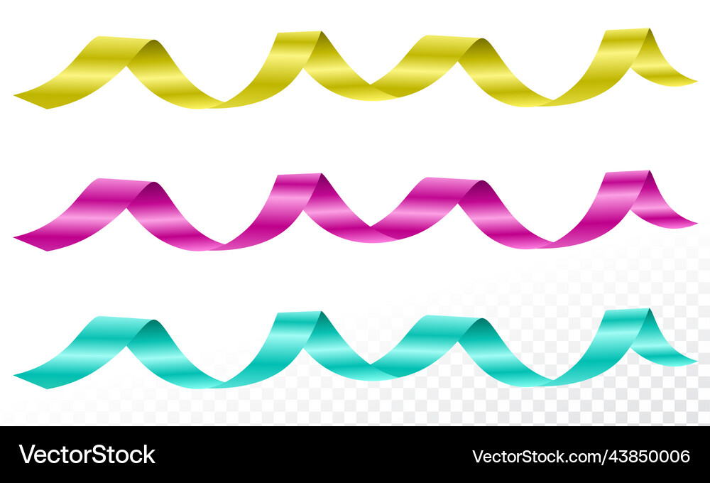 Curly ribbon serpentine confetti on transparent Vector Image