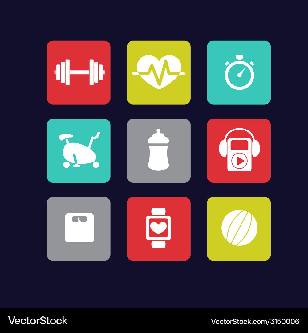 Fitness icons white Royalty Free Vector Image - VectorStock
