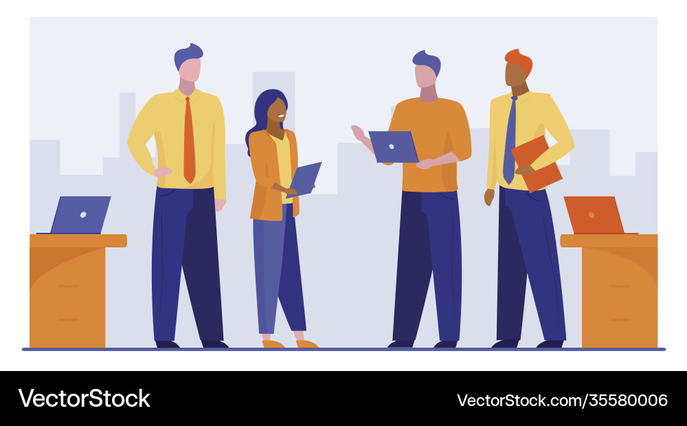 Four business people discussing project Royalty Free Vector