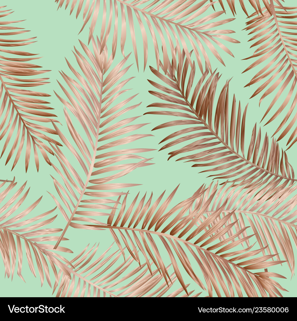 Gold summer tropical palm leaves seamless pattern Vector Image
