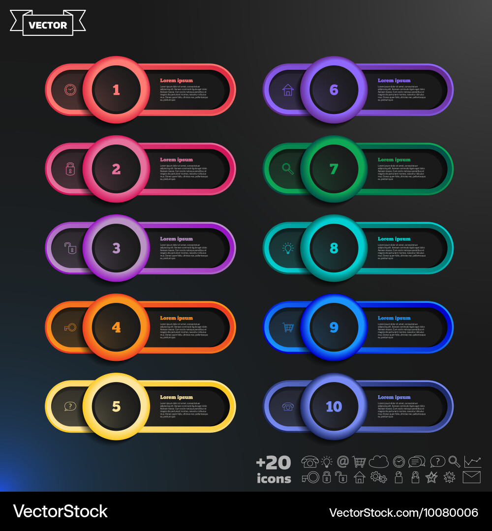 Infographic design list with colorful circles Vector Image