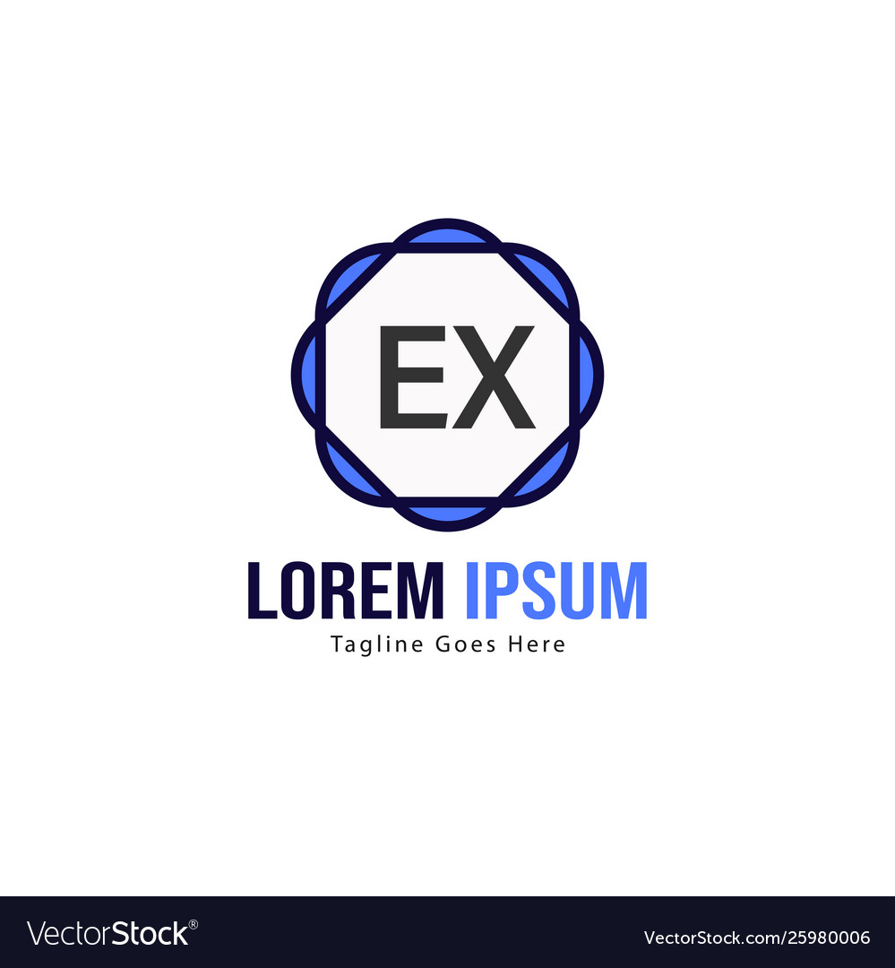 Initial ex logo template with modern frame Vector Image
