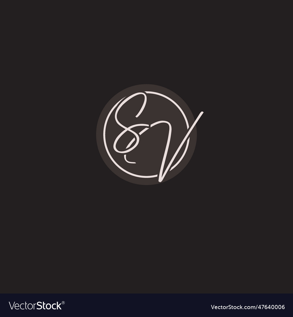Initials sv logo monogram with simple circle line Vector Image