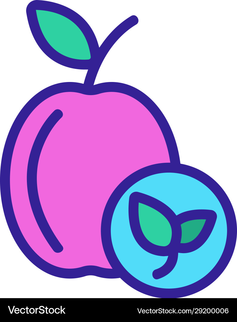 Natural peach icon isolated contour symbol Vector Image