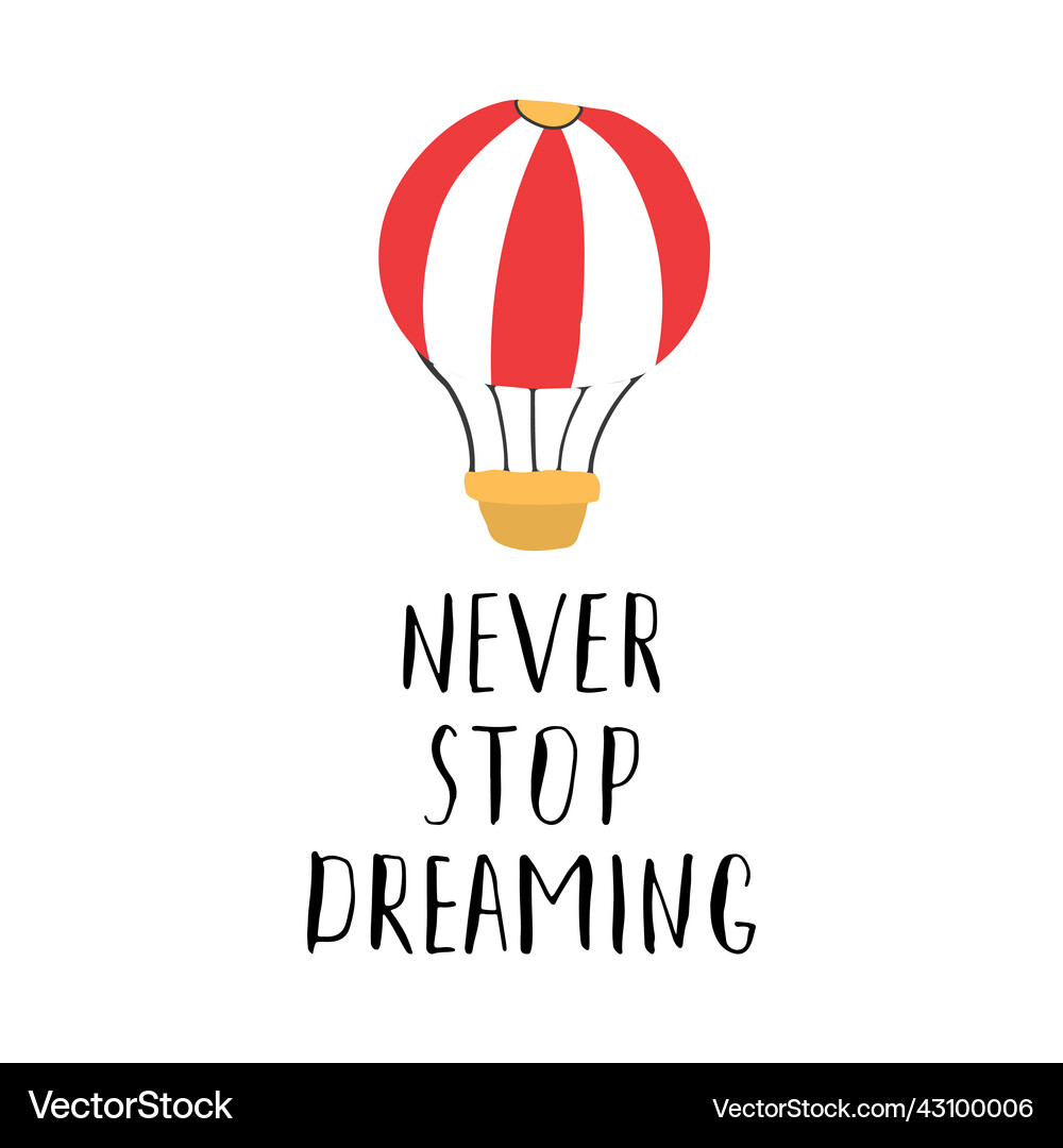 Never stop dreaming lettering sign grunge Vector Image