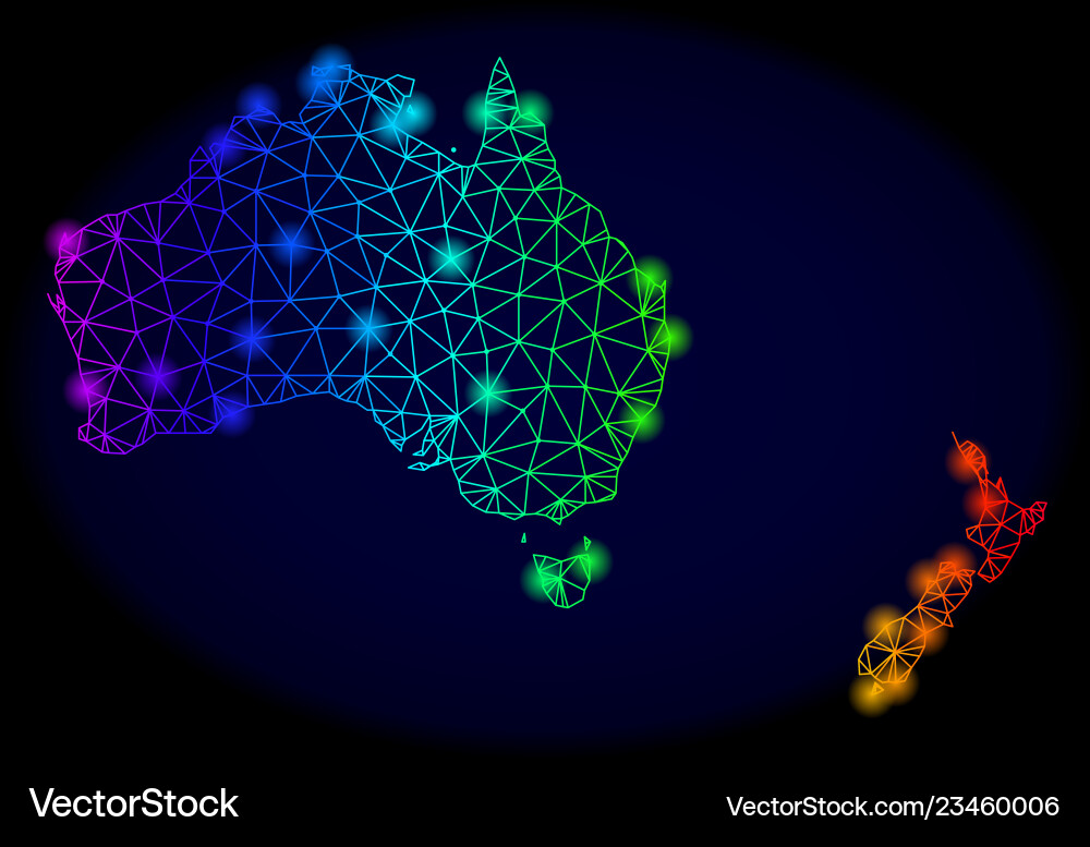 Polygonal 2d spectrum mesh map of australia Vector Image
