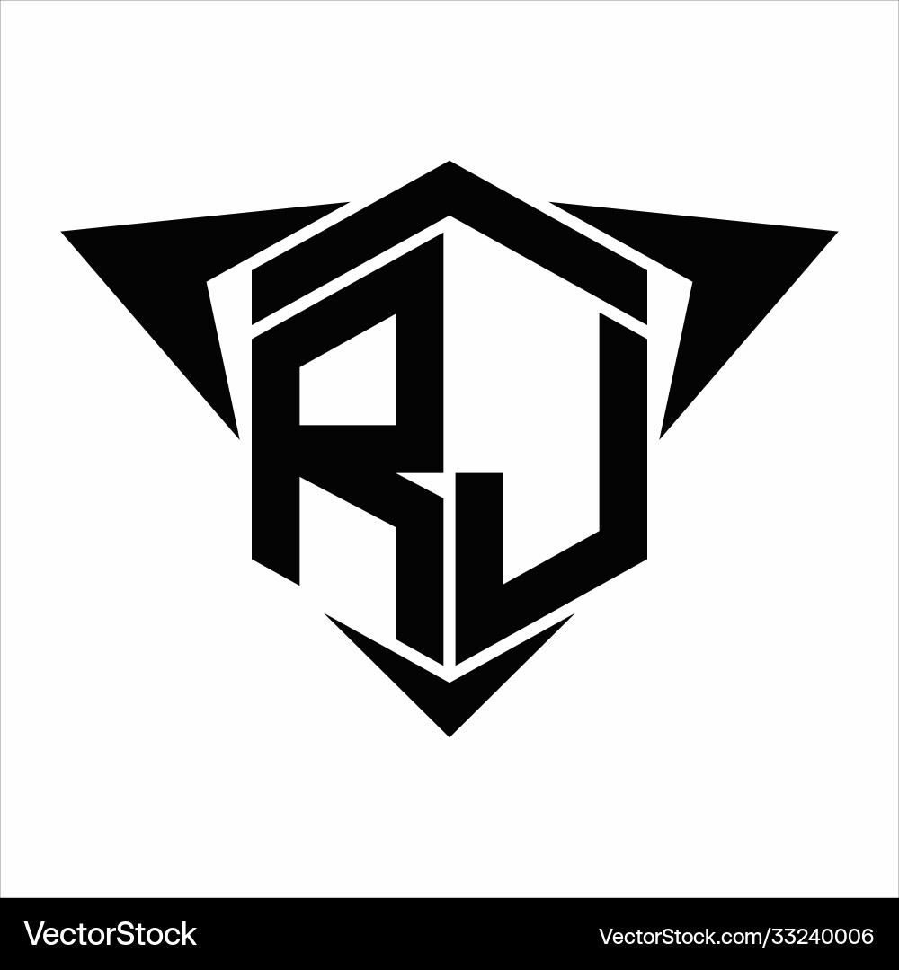 Rj logo monogram with wings arrow around design Vector Image