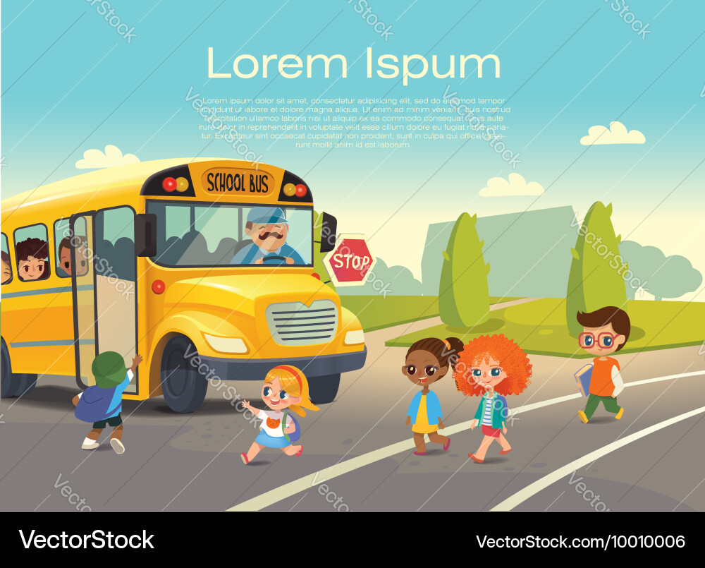 School bus traffic stop back-to-school safety Vector Image