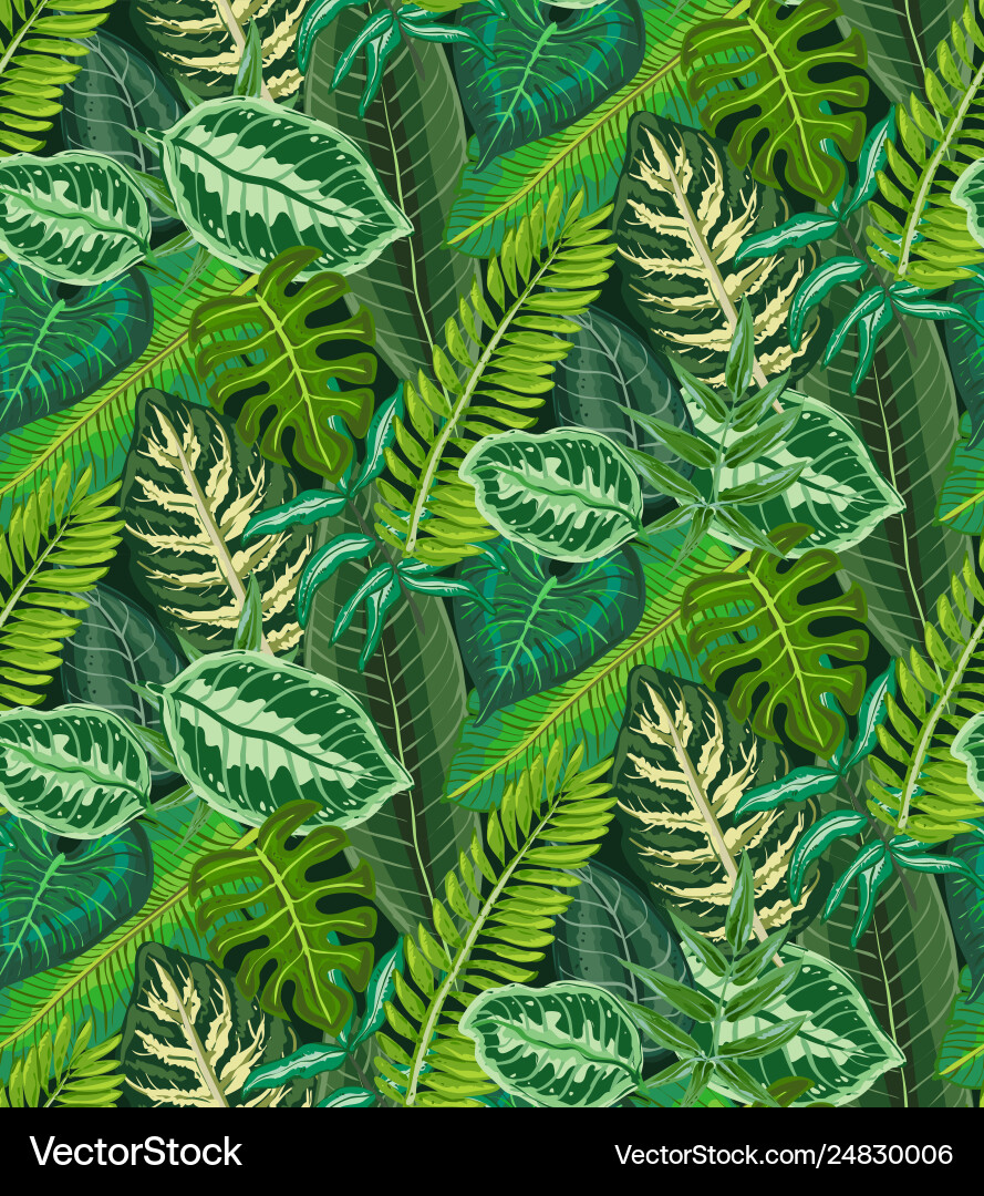 Seamless pattern with tropical palm leaves Vector Image