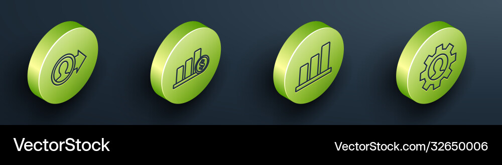 Set isometric job promotion pie chart infographic Vector Image