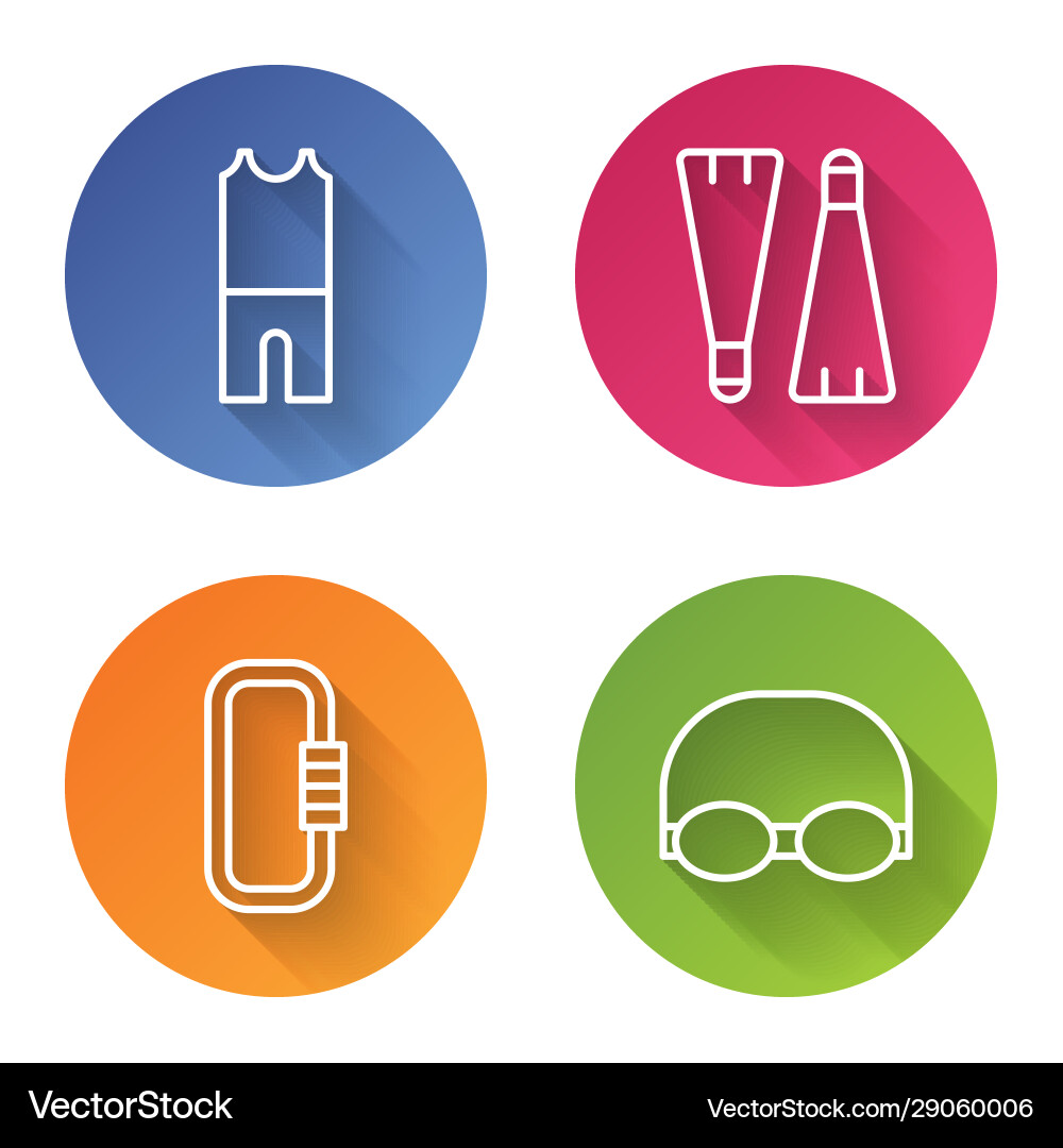 Set line wetsuit for scuba diving rubber flippers Vector Image