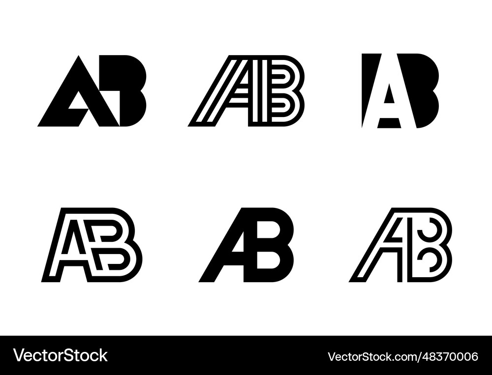 Set of letter ab logo Royalty Free Vector Image
