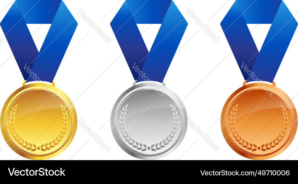 Simple gold silver bronze medals with ribbon Vector Image