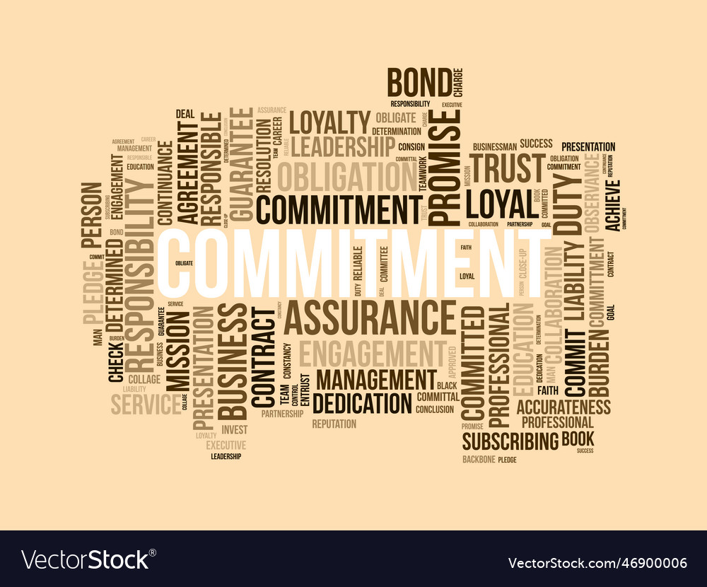 Word cloud background concept for commitment Vector Image