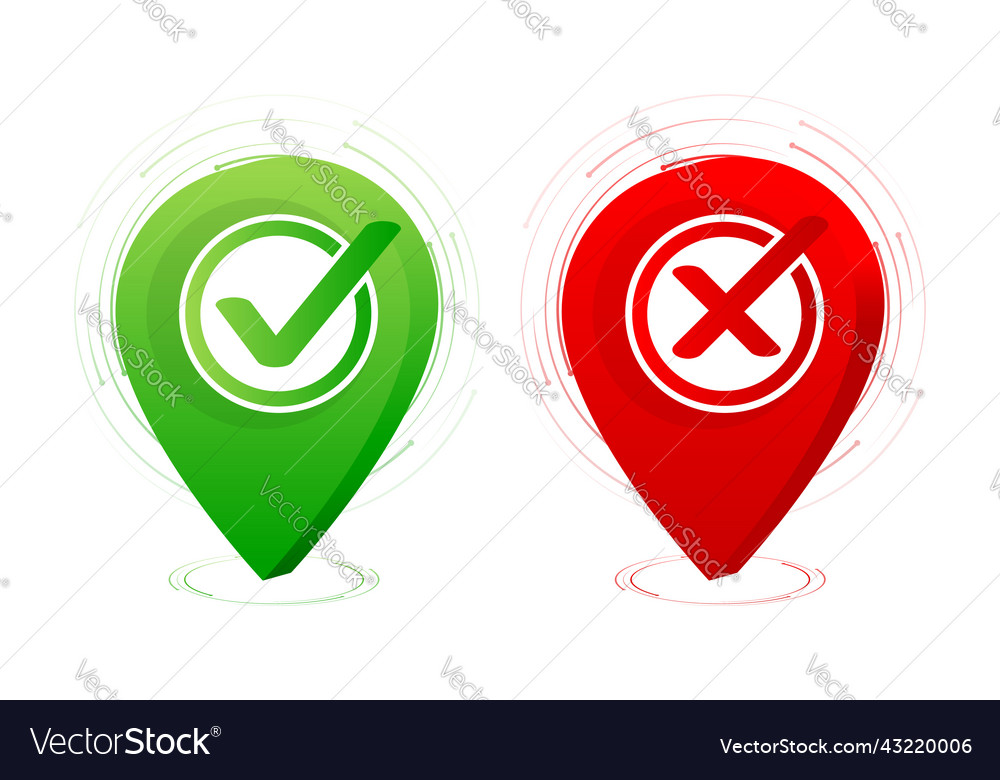 Yes and no check marks icon on white background Vector Image