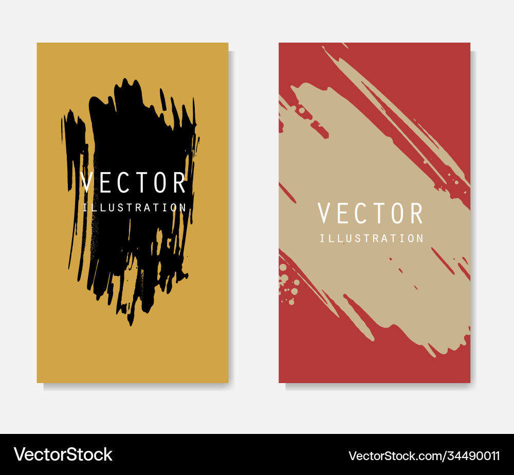Abstract ink brush banners set with grunge effect Vector Image