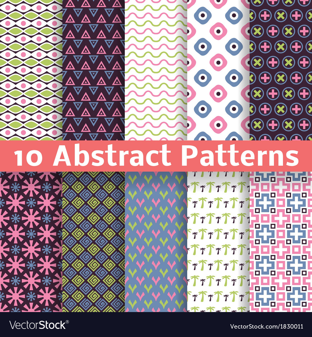 Abstract patterns Set of seamless background Vector Image