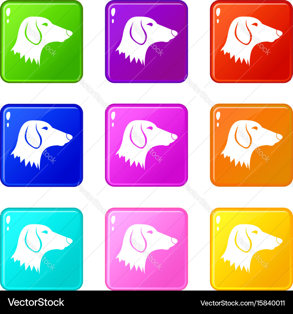 Dachshund dog icons 9 set Royalty Free Vector Image