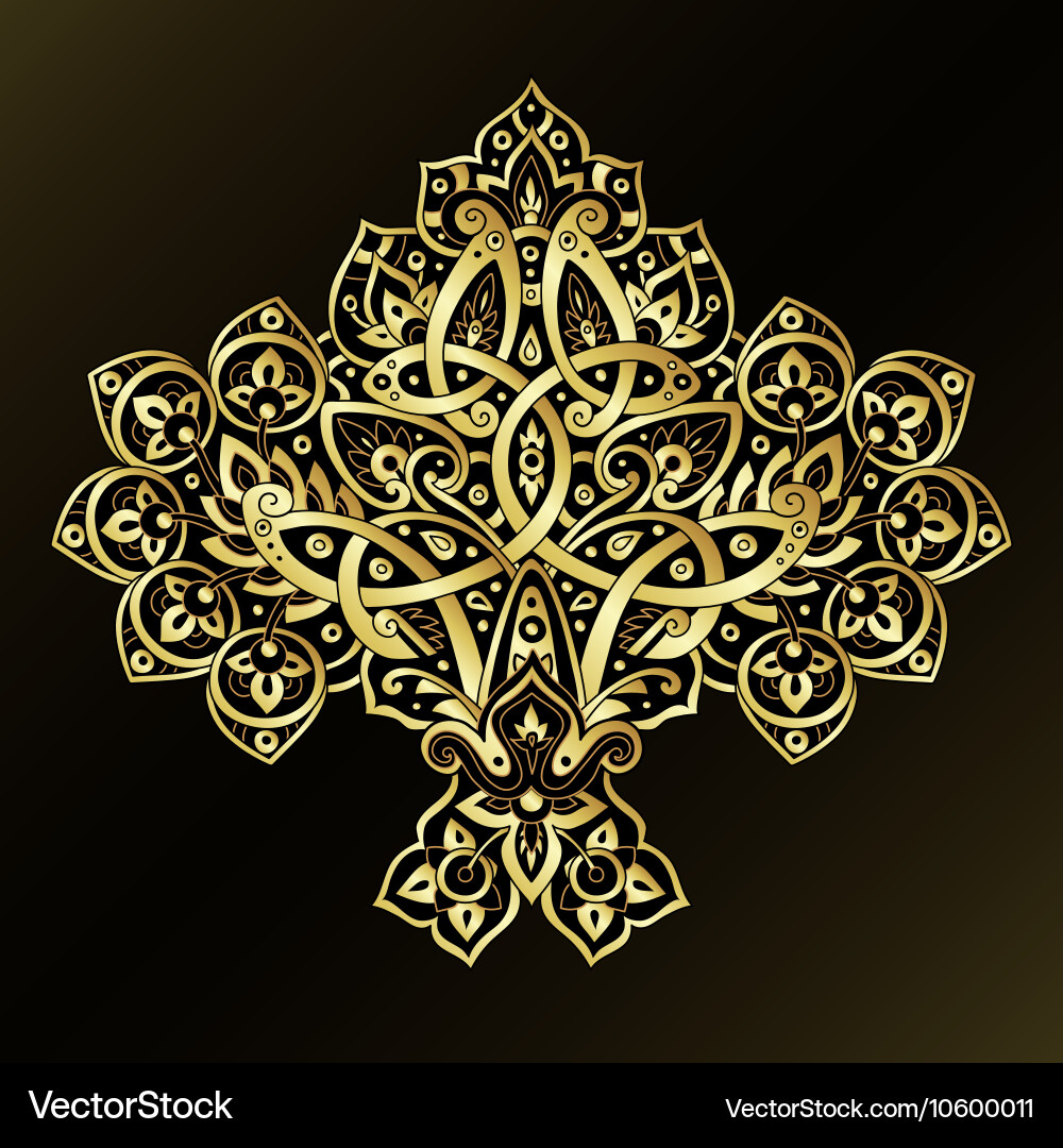 Ethnic pattern in gold and black colors Royalty Free Vector