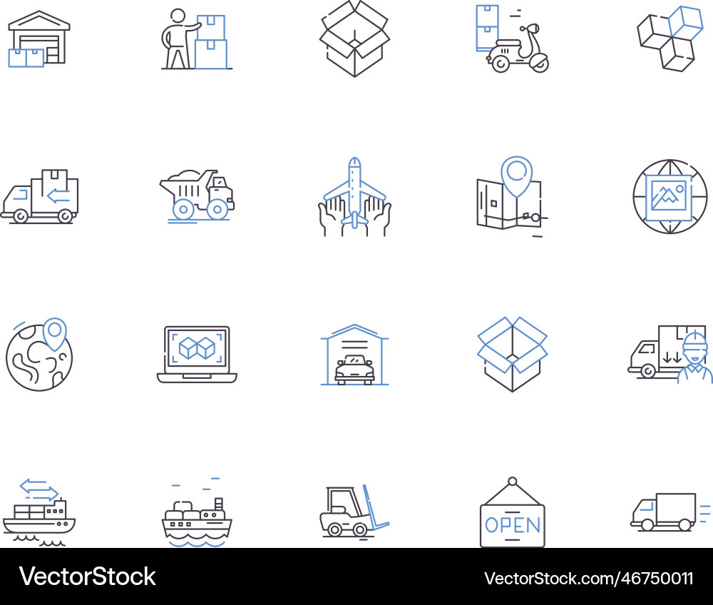 Express delivery outline icons collection Vector Image