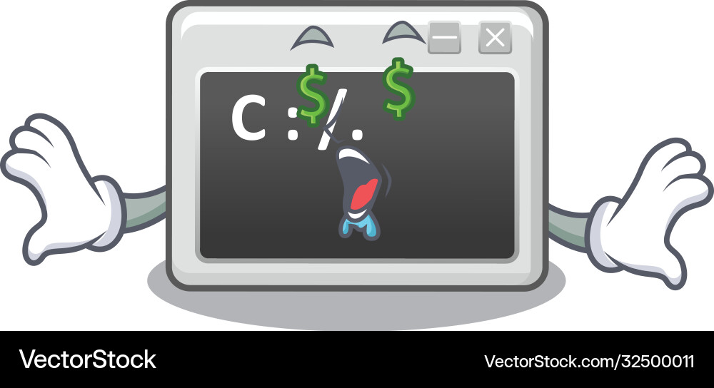 Happy rich command window with money eye cartoon Vector Image