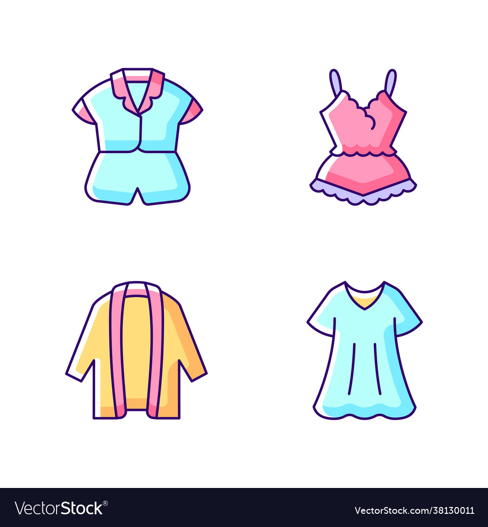 Homewear rgb color icons set Royalty Free Vector Image Homewear rgb color icons set Royalty Free Vector Image