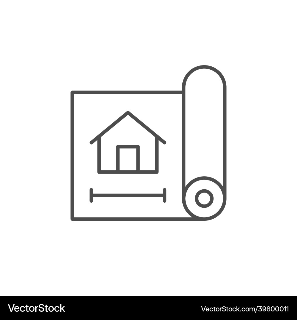 House blueprint line outline icon Royalty Free Vector Image