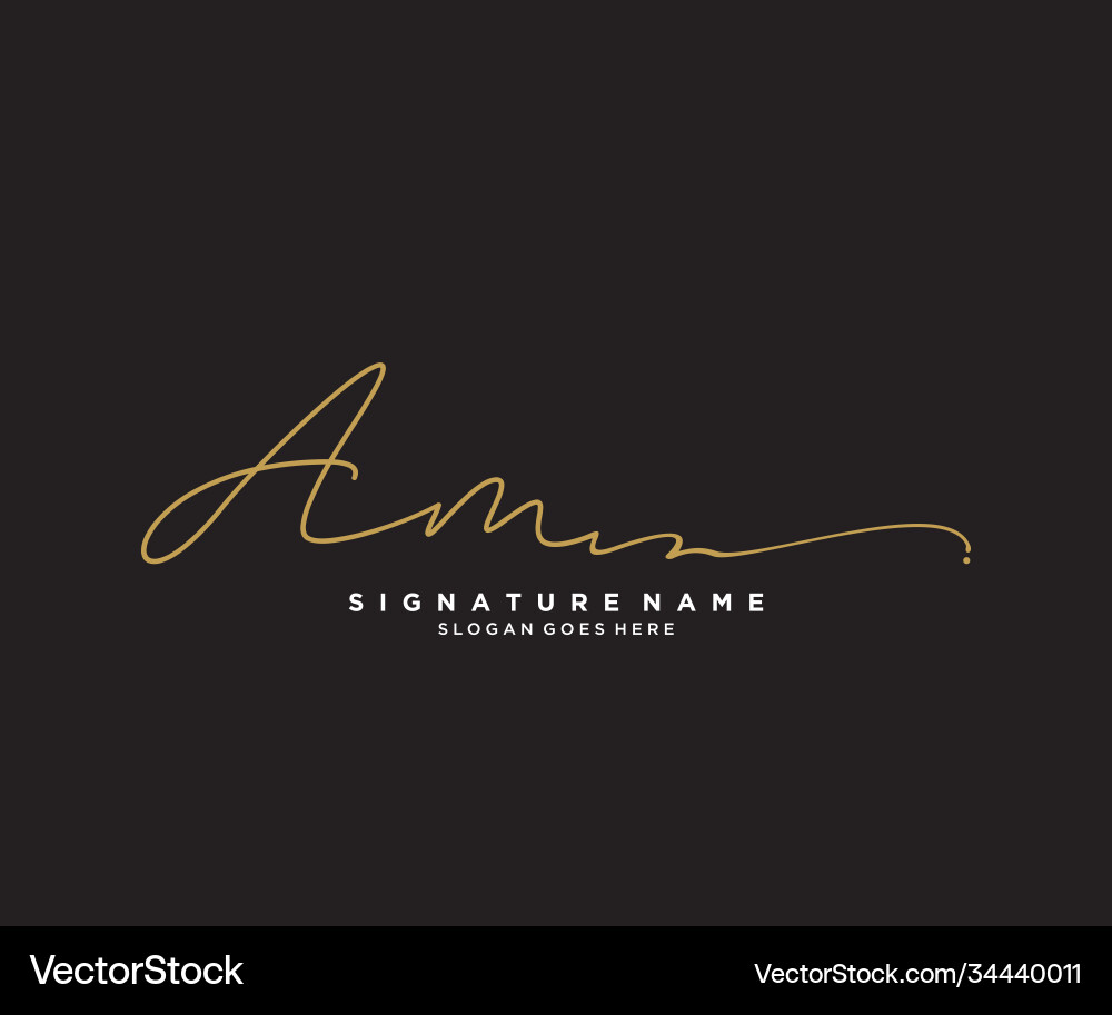 Letter am signature logo template Royalty Free Vector Image
