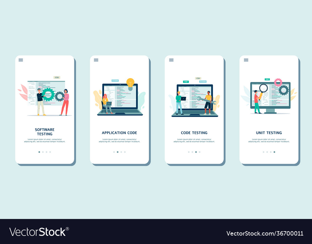 Set mobile phone screens with programmers Vector Image