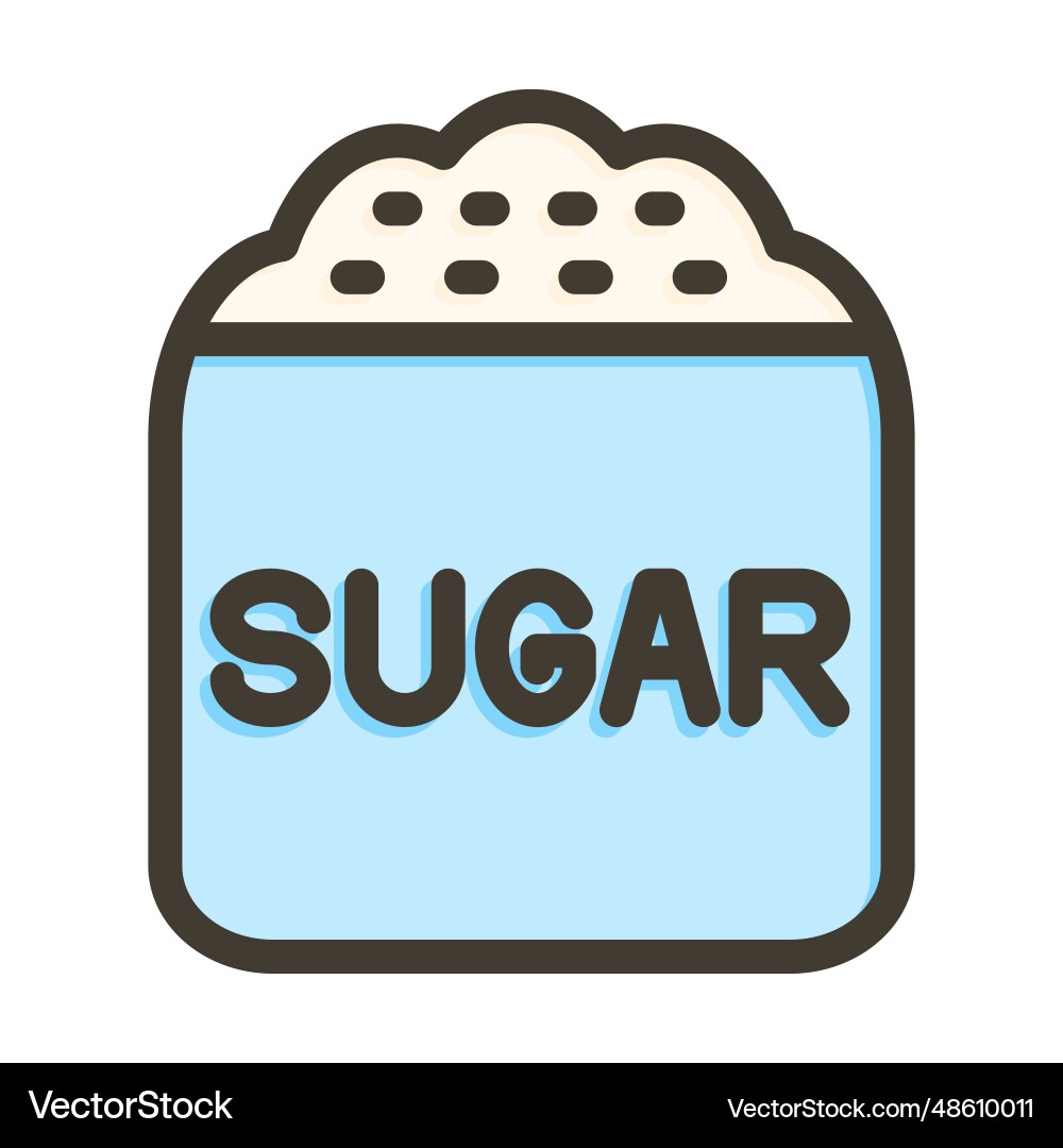 Sugar bag thick line filled colors for personal Vector Image