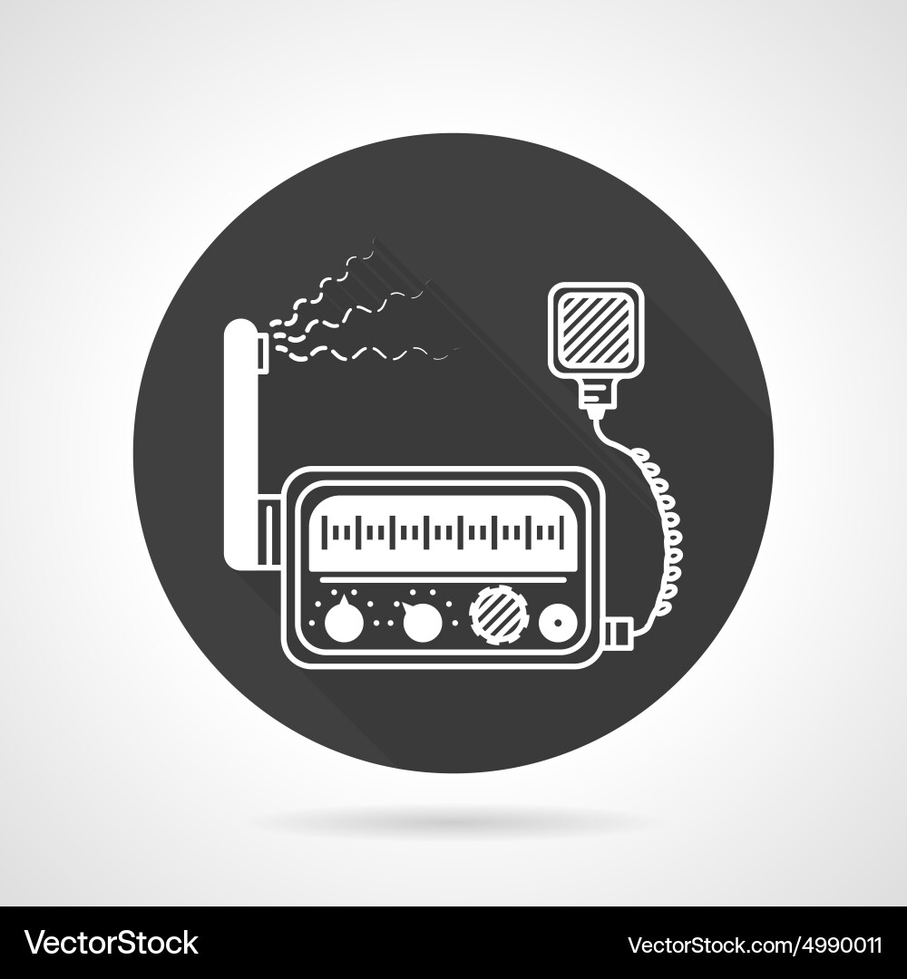 VHF radio black round icon Royalty Free Vector Image