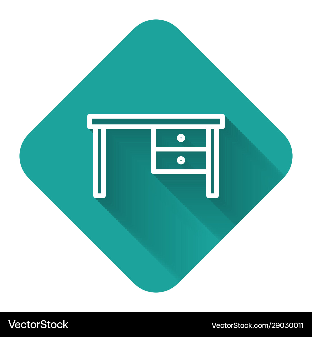 White line office desk icon isolated with long Vector Image
